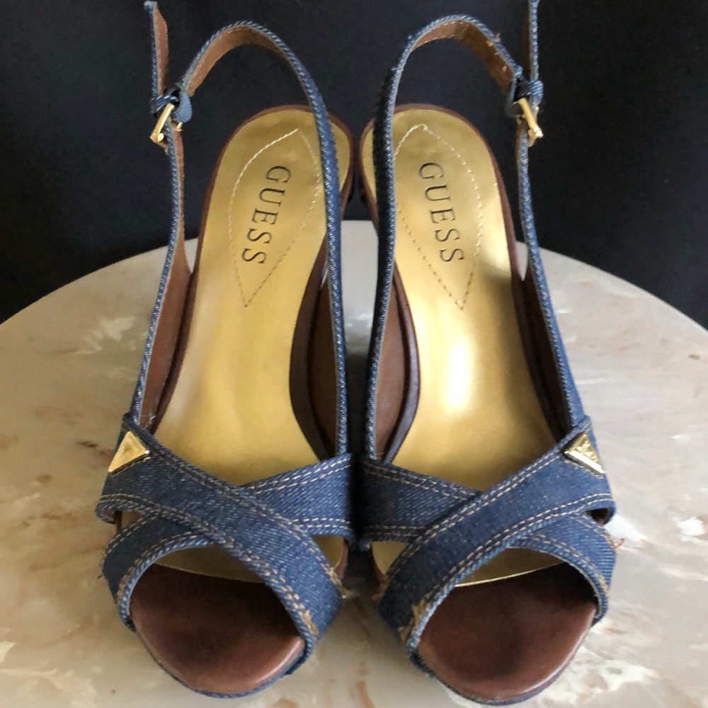 Guess Slingback Denim Platform Wedge - Gem